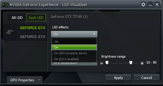 LED ビジュアライザーの設定 | NVIDIA LED ビジュアライザーの設定 | NVIDIA